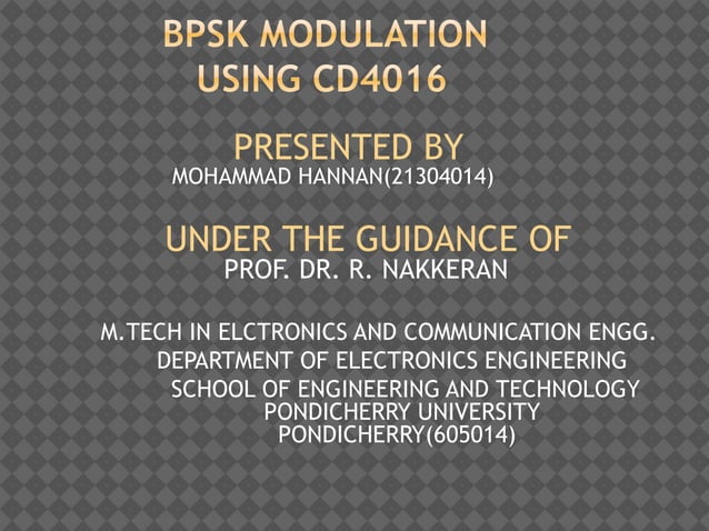 BPSK modulation using CD 4016 | PDF