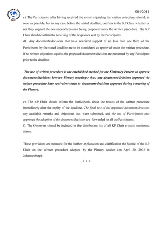 2011 AD Clarifications and Recommendations on the Issue of Applying the ...
