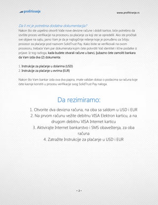 Uputstvo za otvaranje računa u banci | PDF