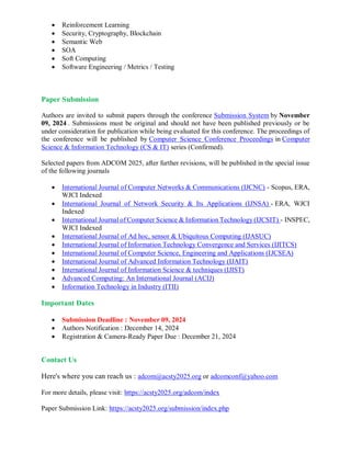 11th International conference on Advanced Computing (ADCOM 2025) | PDF
