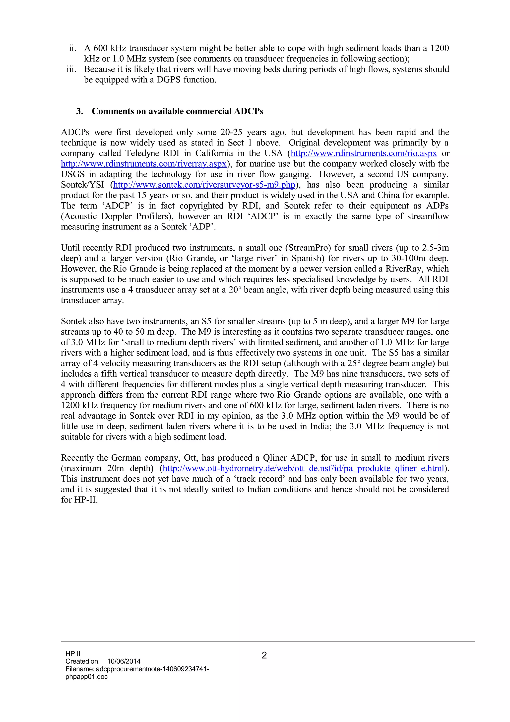 Adcp procurement note | DOC