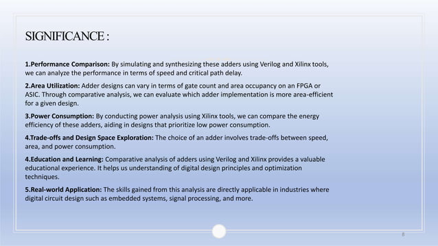 COMAPARATIVE ANALYSIS VERILOG ADDERS | PPTX | Computer Software and Applications | Computing