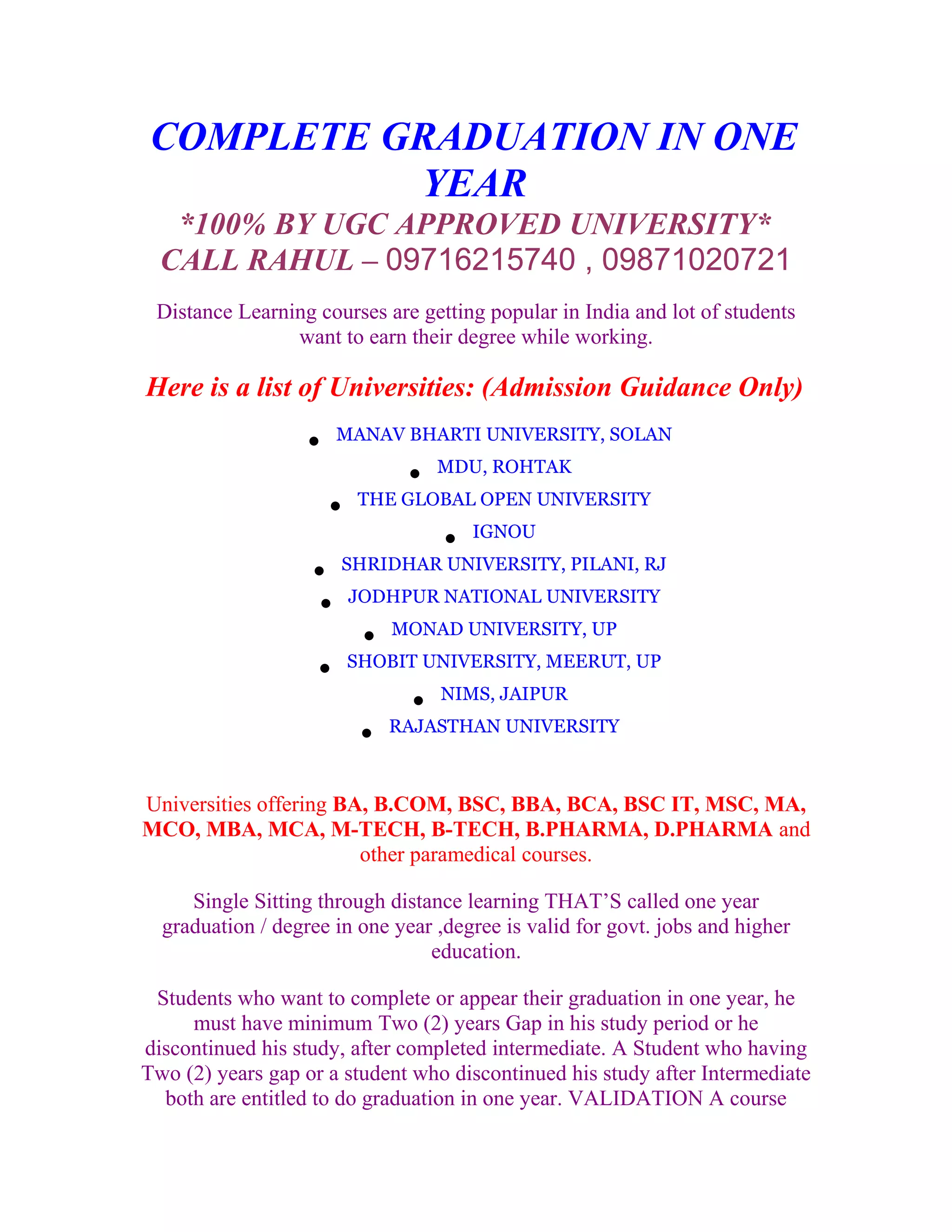 COMPLETE YOUR GRADUATION IN SINGLE SITTING | PDF