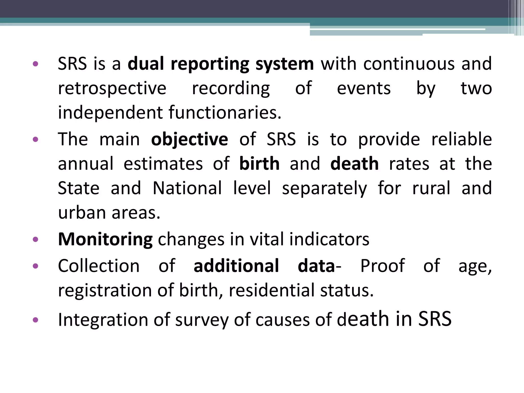 SAMPLE REGISTRATION SYSTEM (SRS) INDIA | PPTX
