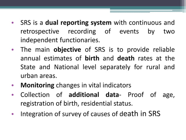 SAMPLE REGISTRATION SYSTEM (SRS) INDIA | PPTX