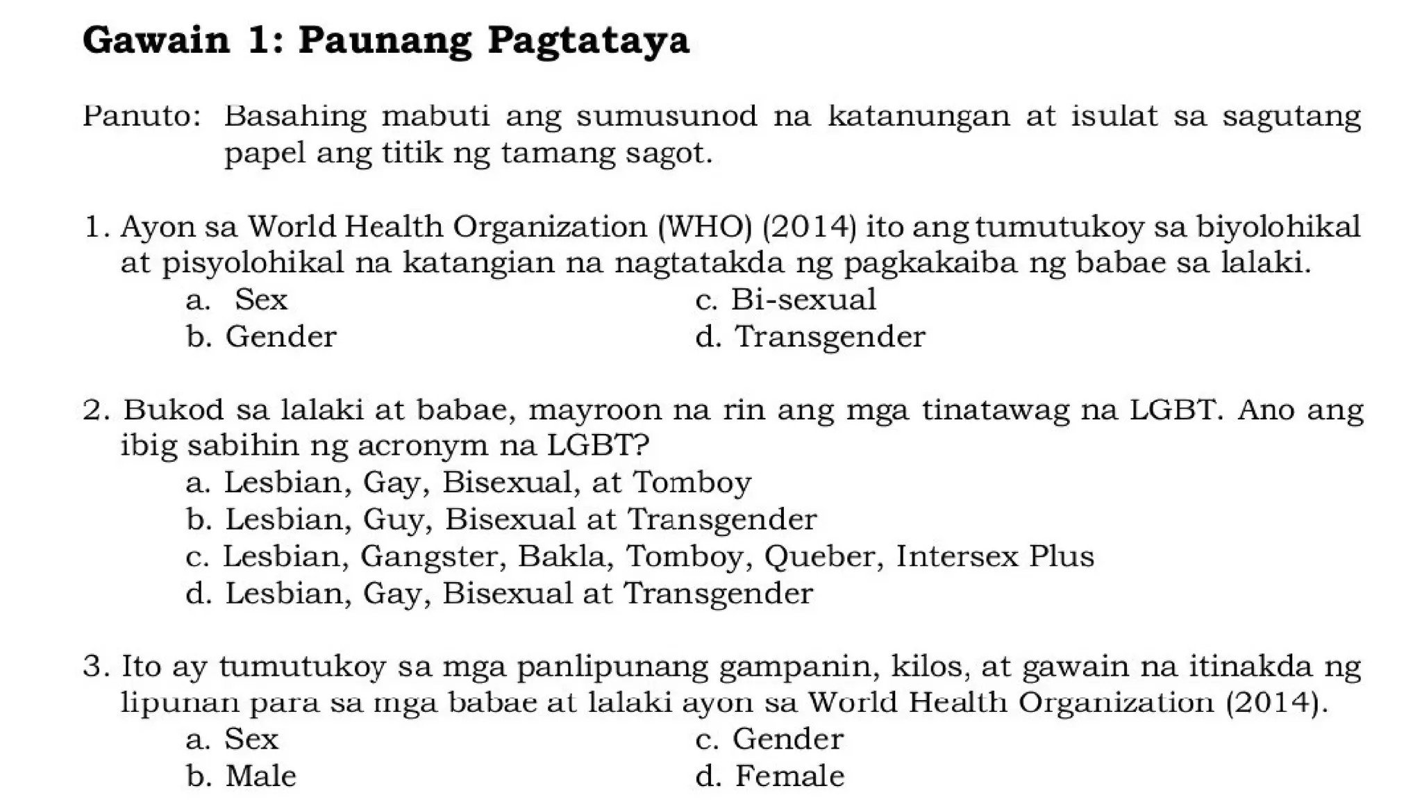 Mga Uri ng Gender, Sex at Gender Roles sa Iba't ibang bahagi ng Mundo.pptx