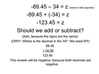 Add and Subtract Deciamls | PPT