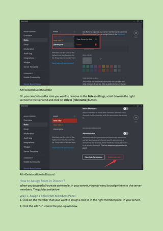add assign edit delete roles in discord | DOCX | Social Networking | Internet