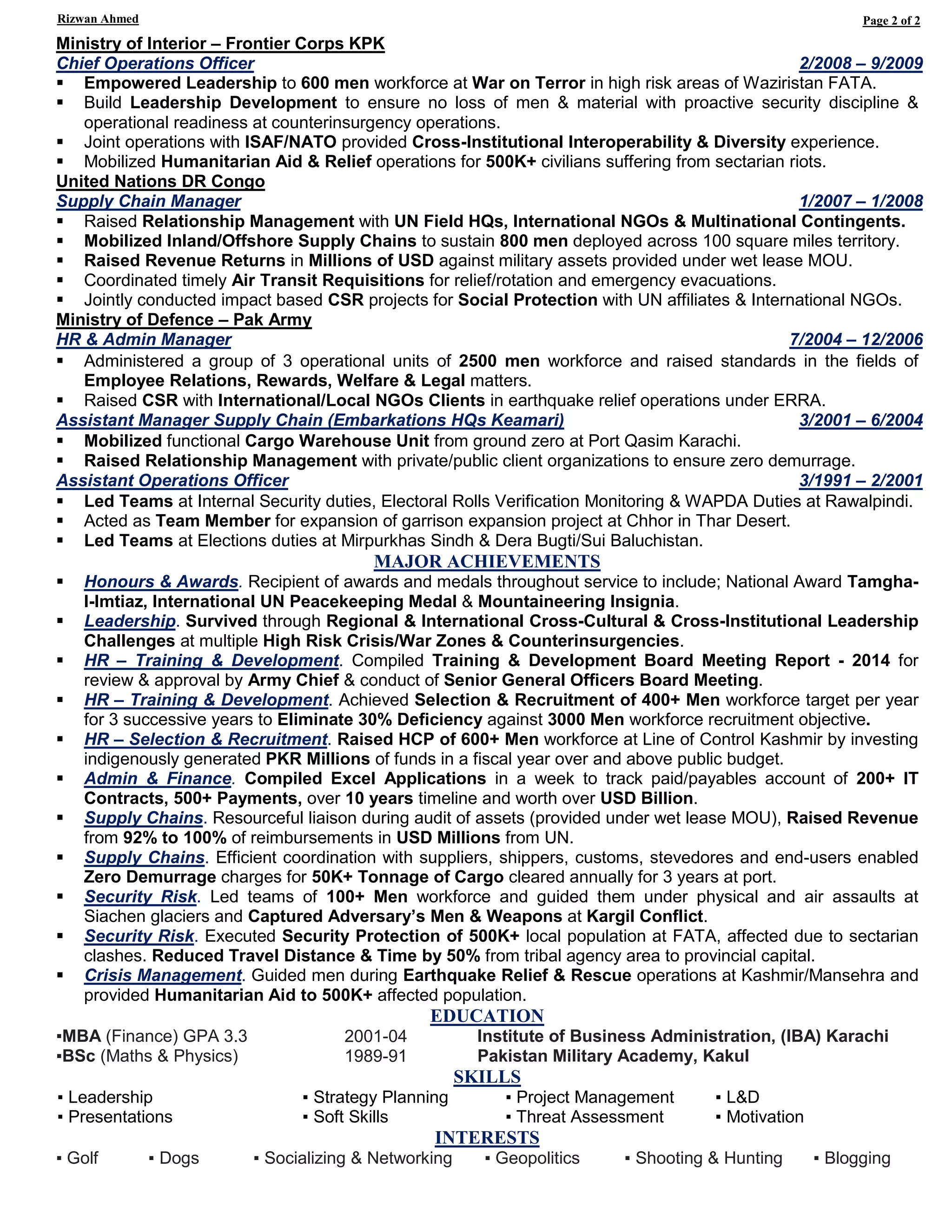 RIZWAN AHMED - HR, Admin, Logistics & Security Manager | PDF