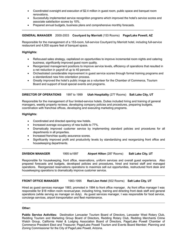Korologos Resume 07-27-15 | DOC | Hospitality Industry | Industries