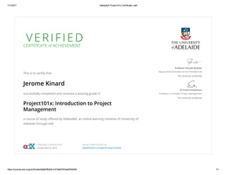 AdelaideX Project101x Certificate _ edX | PDF