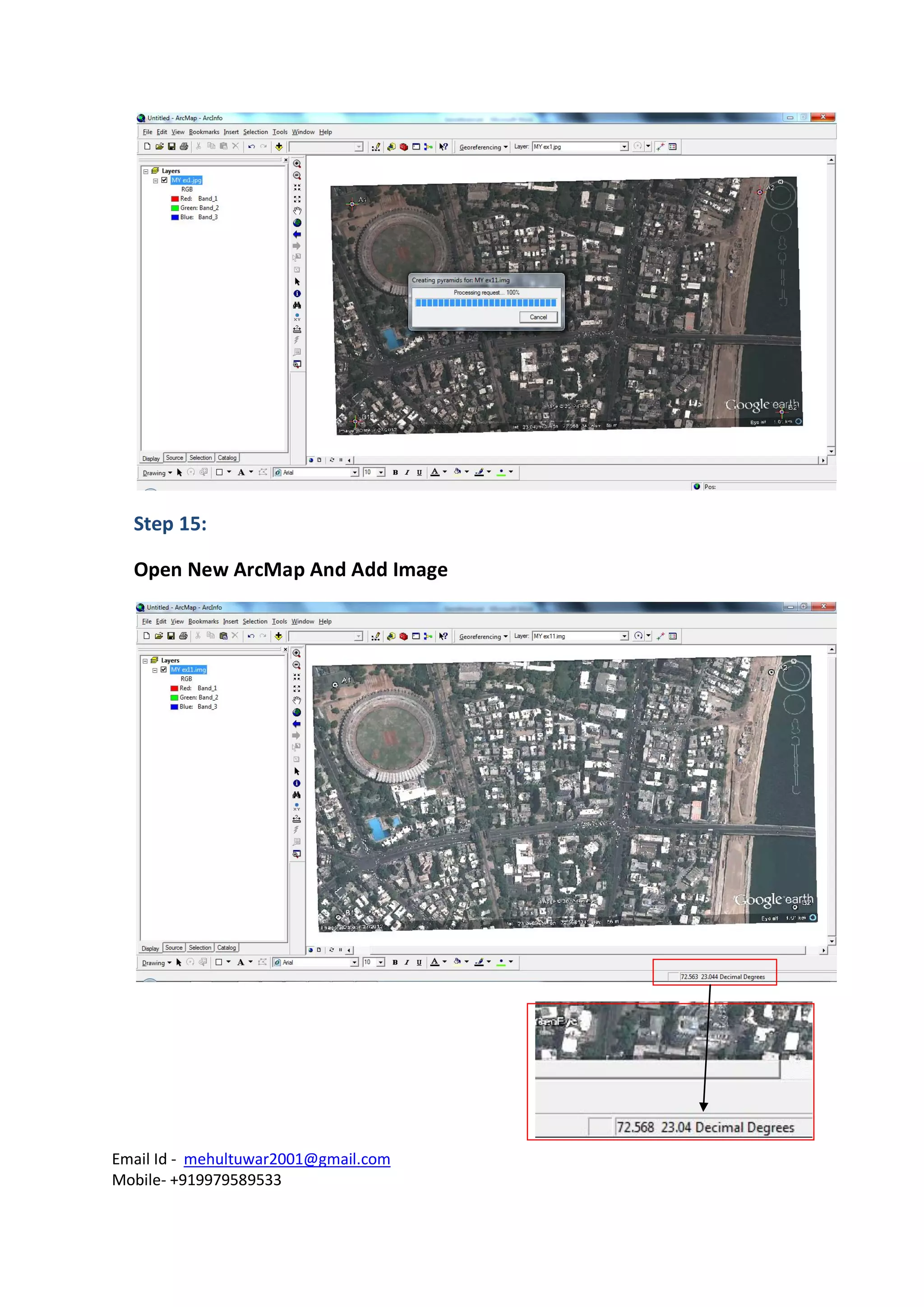 Add a google earth satellite image into arc map | PDF
