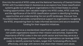 Unlocking Funding Opportunities: Understanding NTEE Codes and the ...