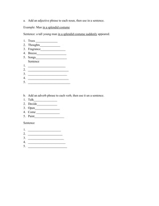 Add an adjective phrase to each noun | DOCX