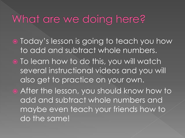 Add and subtract whole numbers power point presentation | PPTX