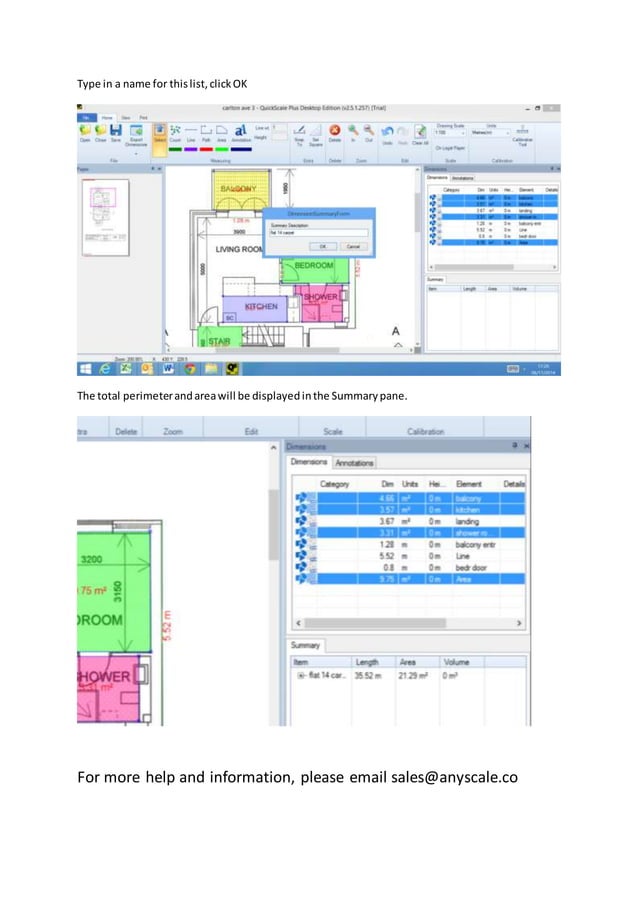 Add areas together in QuickScale | DOCX
