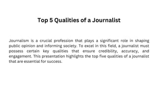 Patrick Mphephu and the Top 5 Qualities of a Journalist | PPT