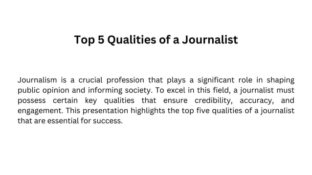 Patrick Mphephu and the Top 5 Qualities of a Journalist | PPT