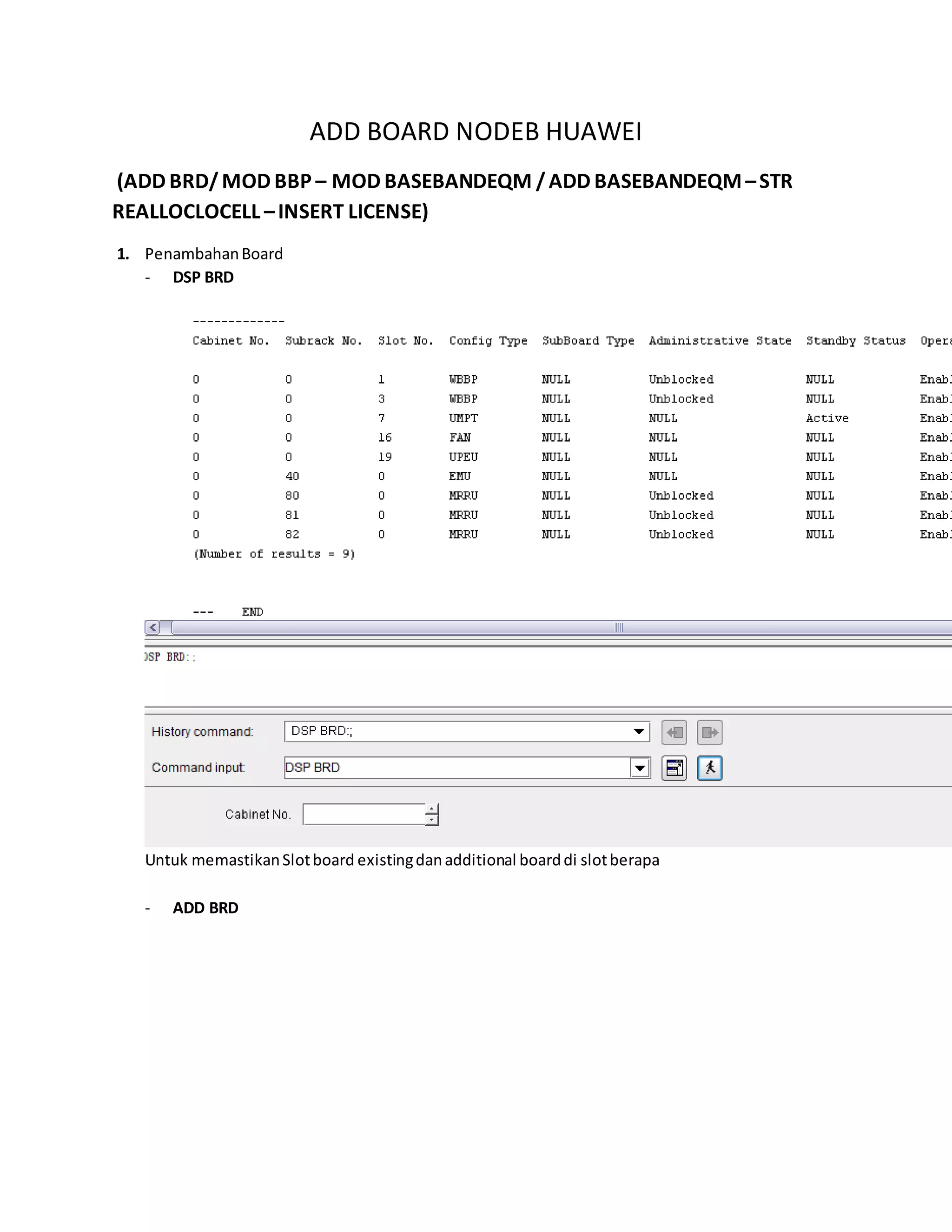 Add board nodeb huawei | DOCX