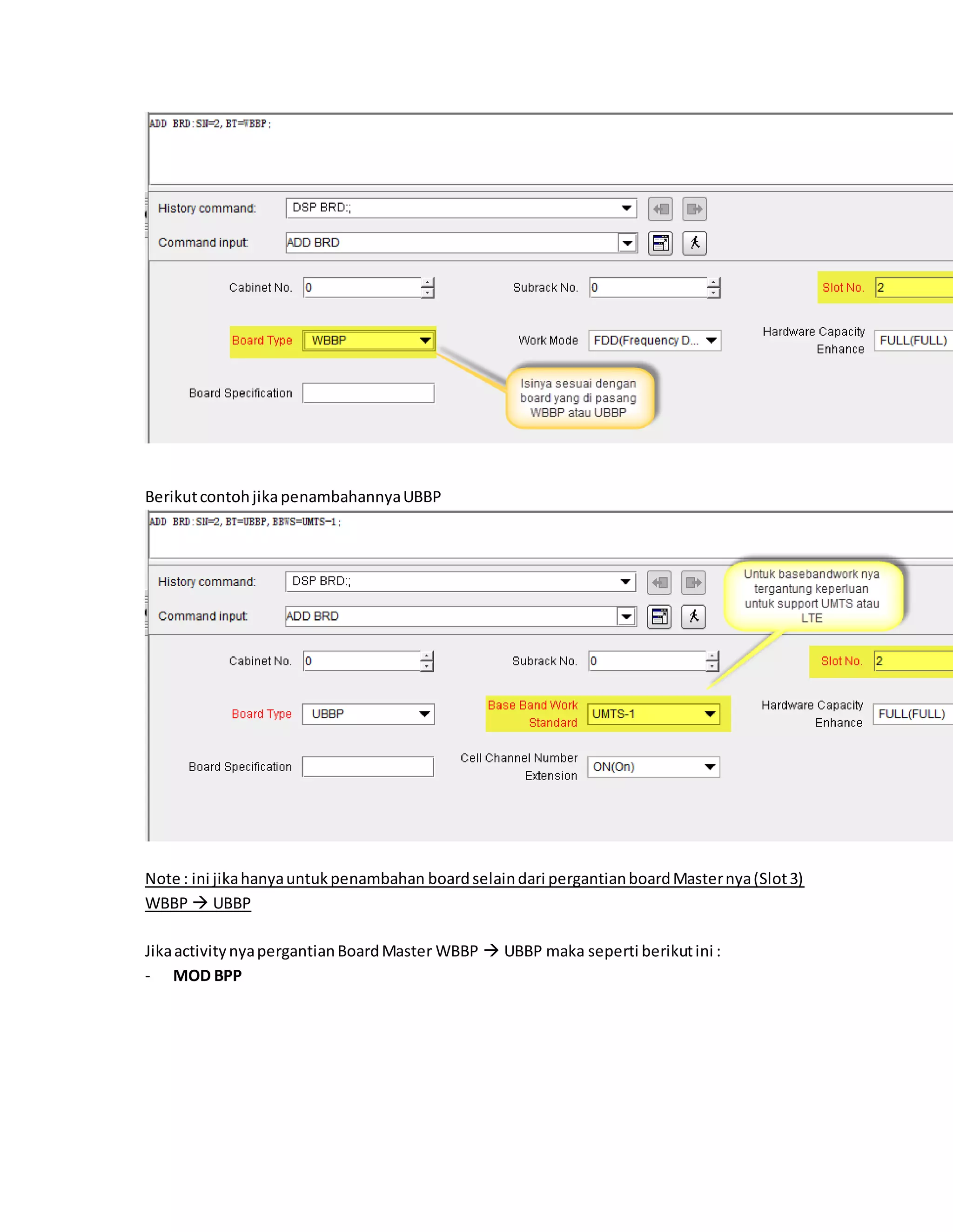 Add board nodeb huawei | DOCX