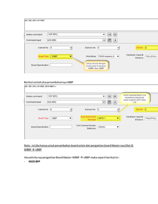 Add board nodeb huawei | DOCX
