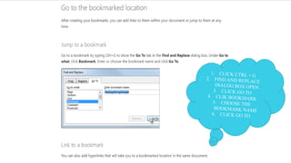 Add bookmarks in a document | PPTX | Computing | Technology & Computing