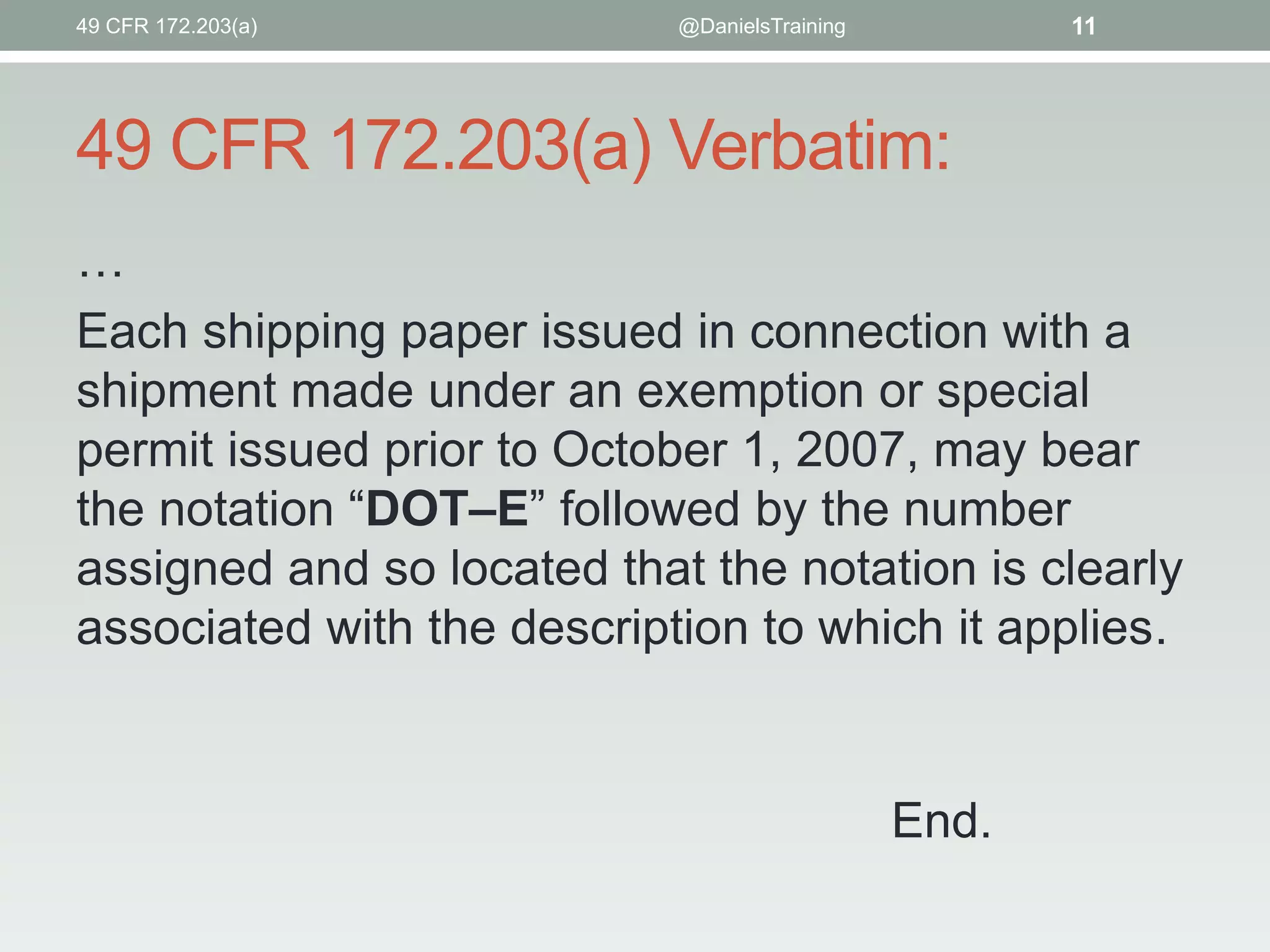 How to Describe a DOT Special Permit or Exemption on a Hazardous ...