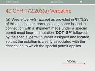 How to Describe a DOT Special Permit or Exemption on a Hazardous ...