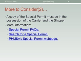 How to Describe a DOT Special Permit or Exemption on a Hazardous ...