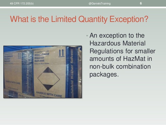 49 CFR 172.203(b) - The Description of a Limited Quantity on a HazMat…