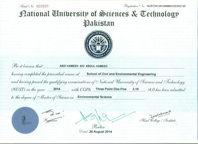 MS Degree NUST