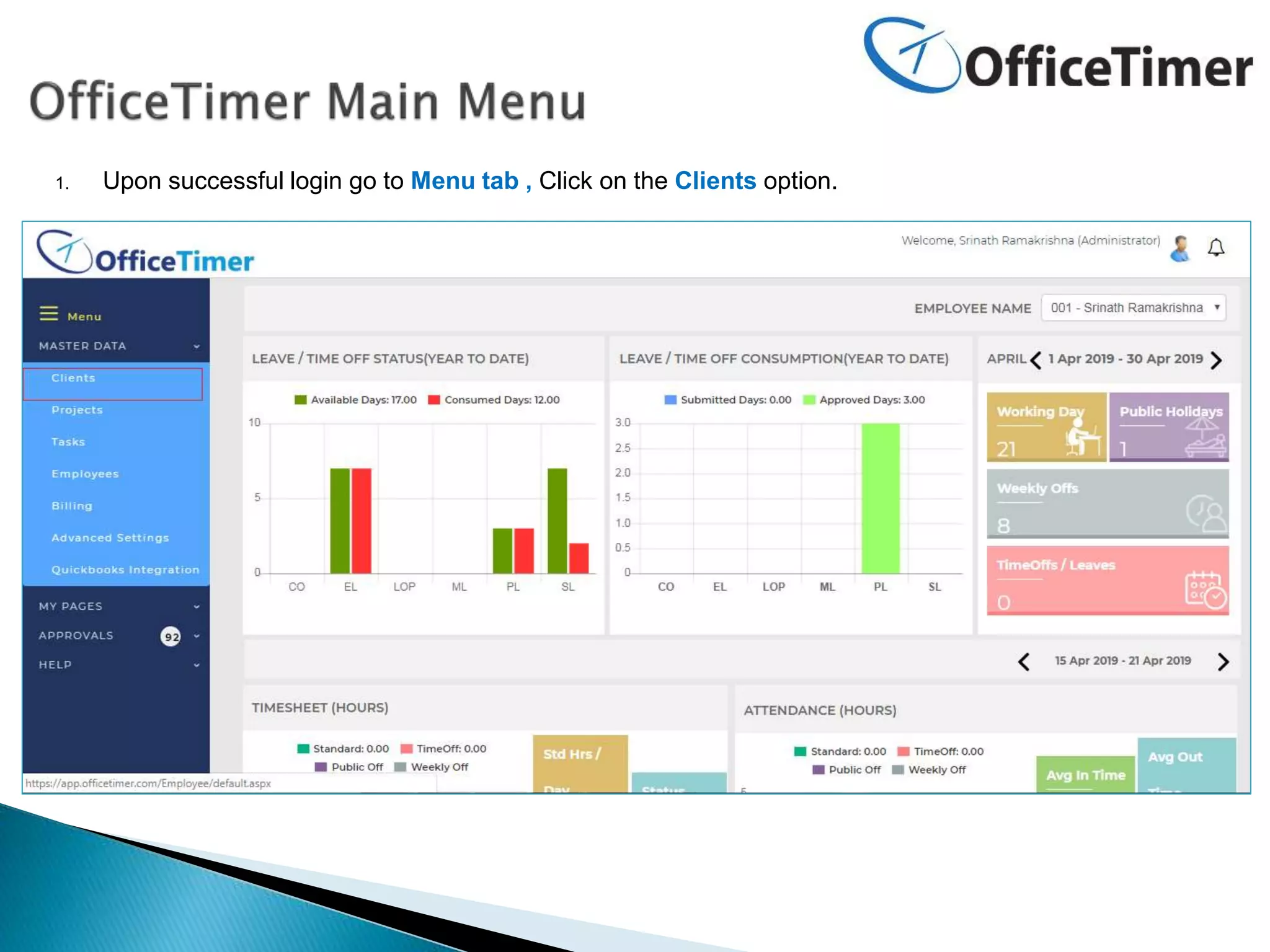 Add edit delete client in office timer | PPT