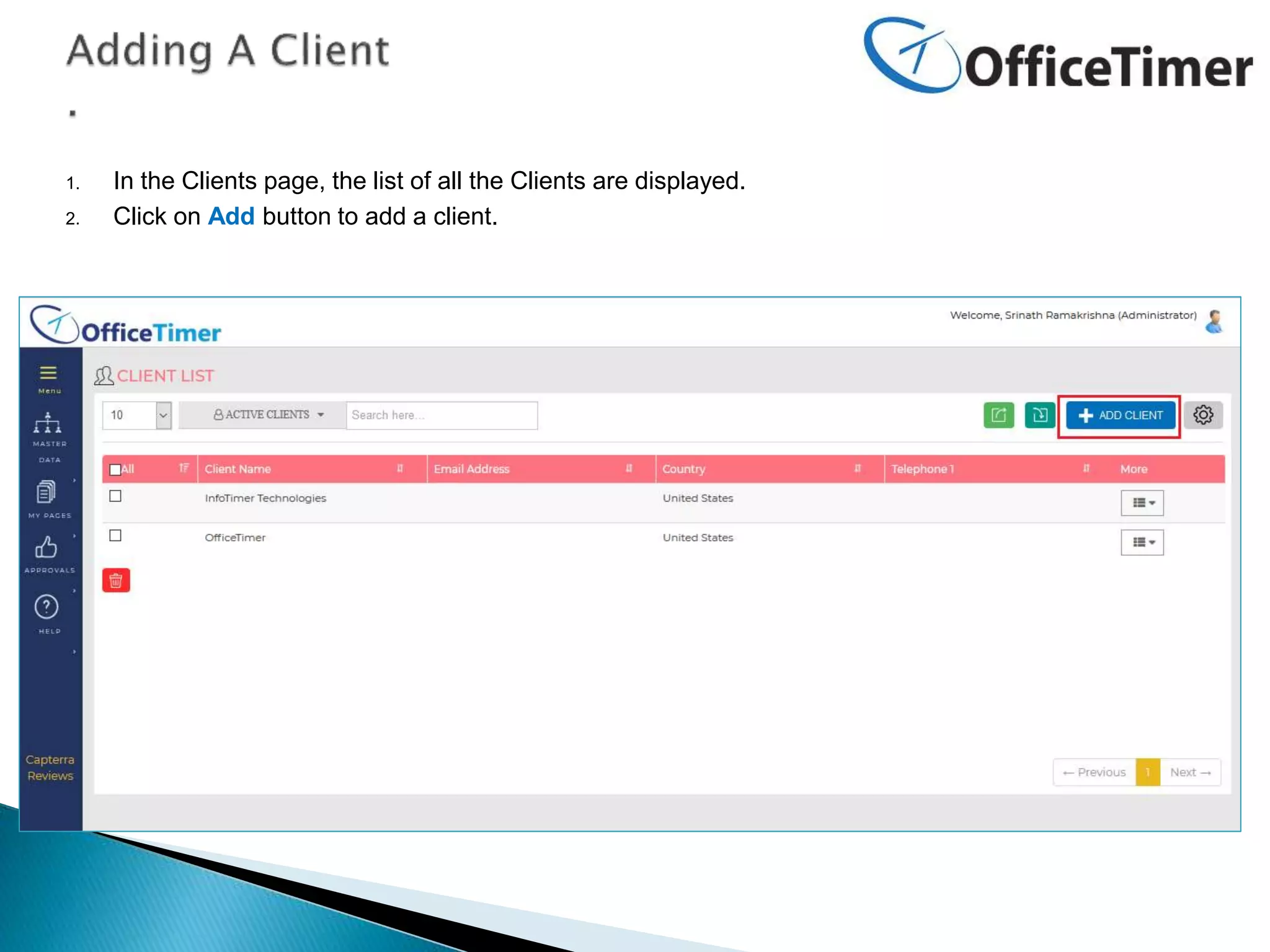 Add edit delete client in office timer | PPT