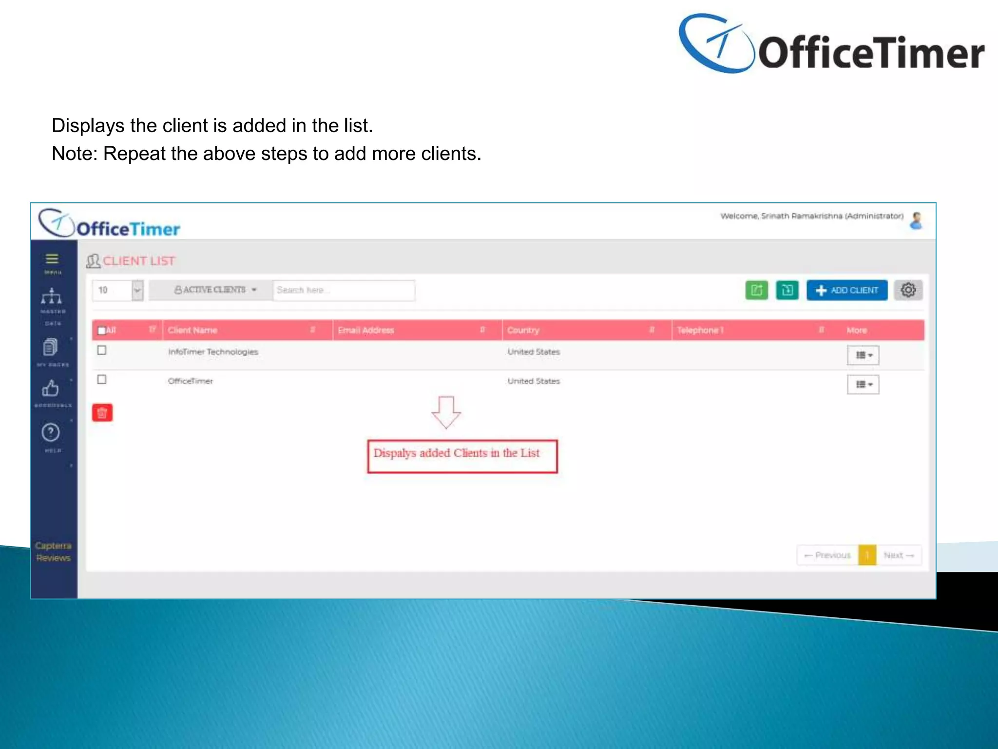 Add edit delete client in office timer | PPT