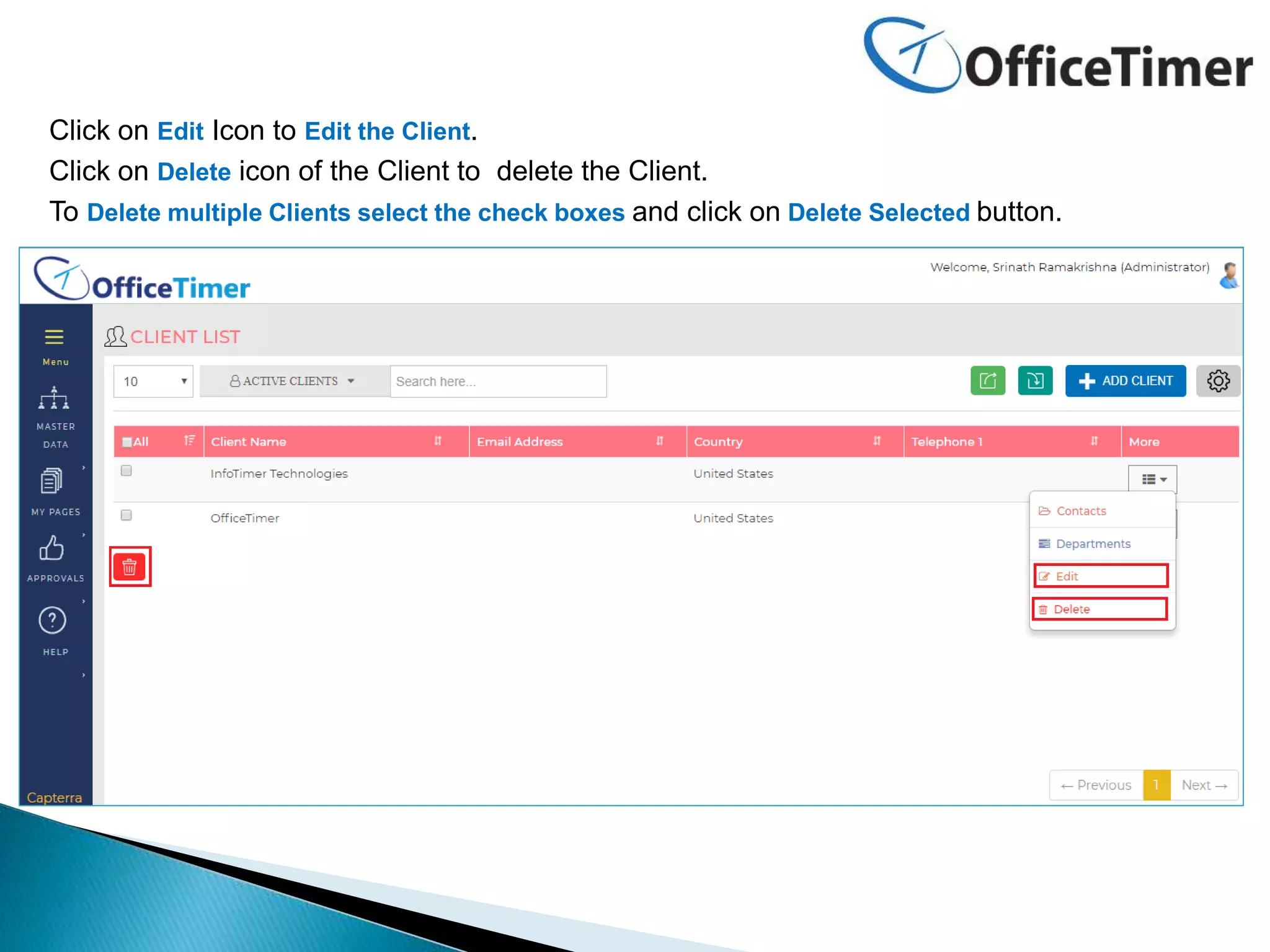 Add edit delete client in office timer | PPT