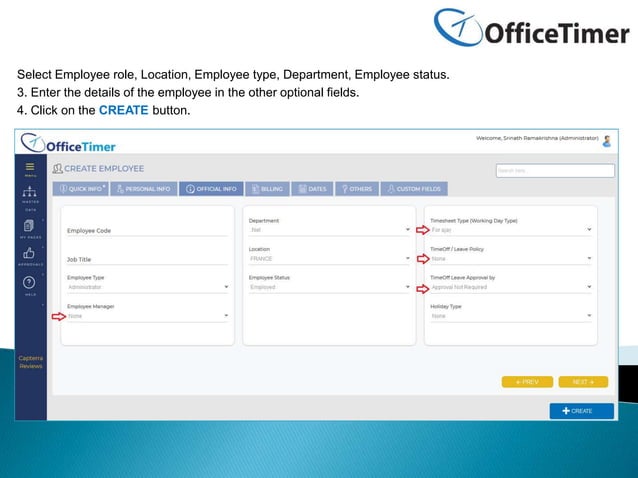 Add edit delete employees in office timer | PPT