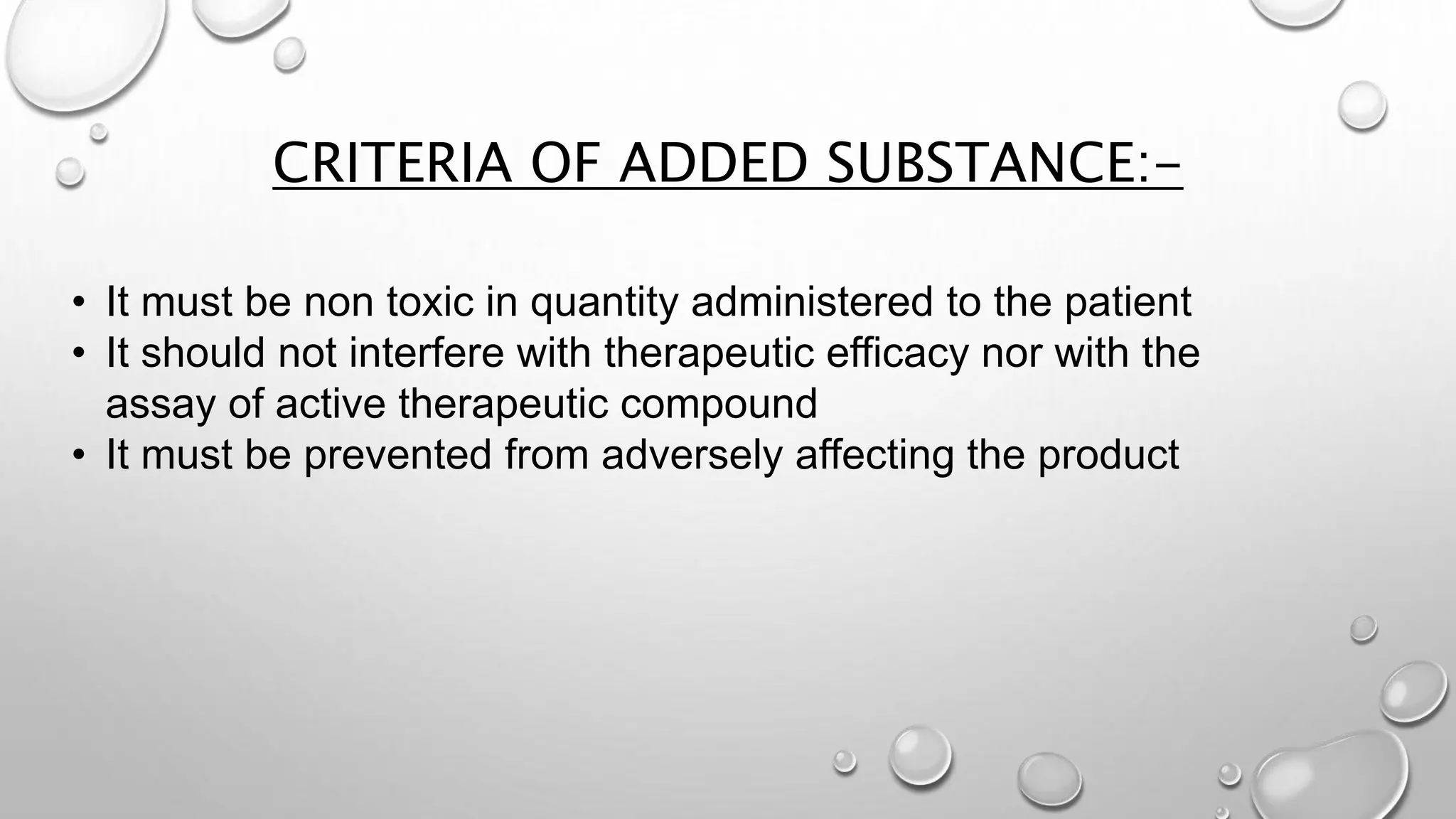 Added substances for parenterals | PPTX