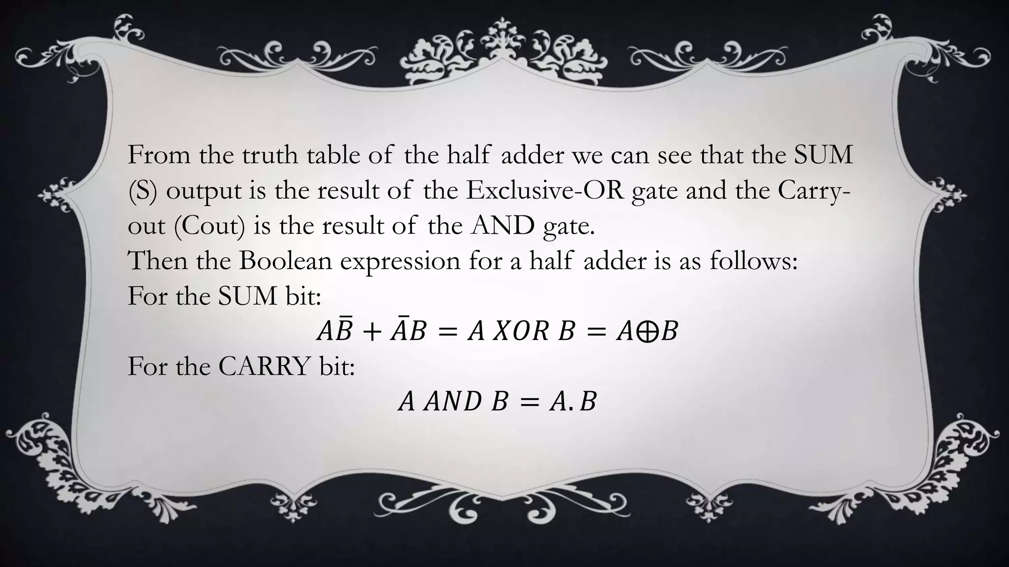 Adders(half aders and full adder with explanation , truth table and ...