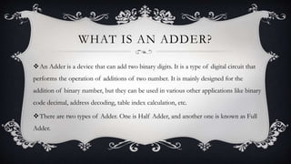 Adders(half aders and full adder with explanation , truth table and ...
