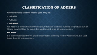 Half adders and full adders in digital principles | PPT