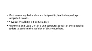 Adder & subtractor (Half adder, Full adder, Half subtractor, Full ...