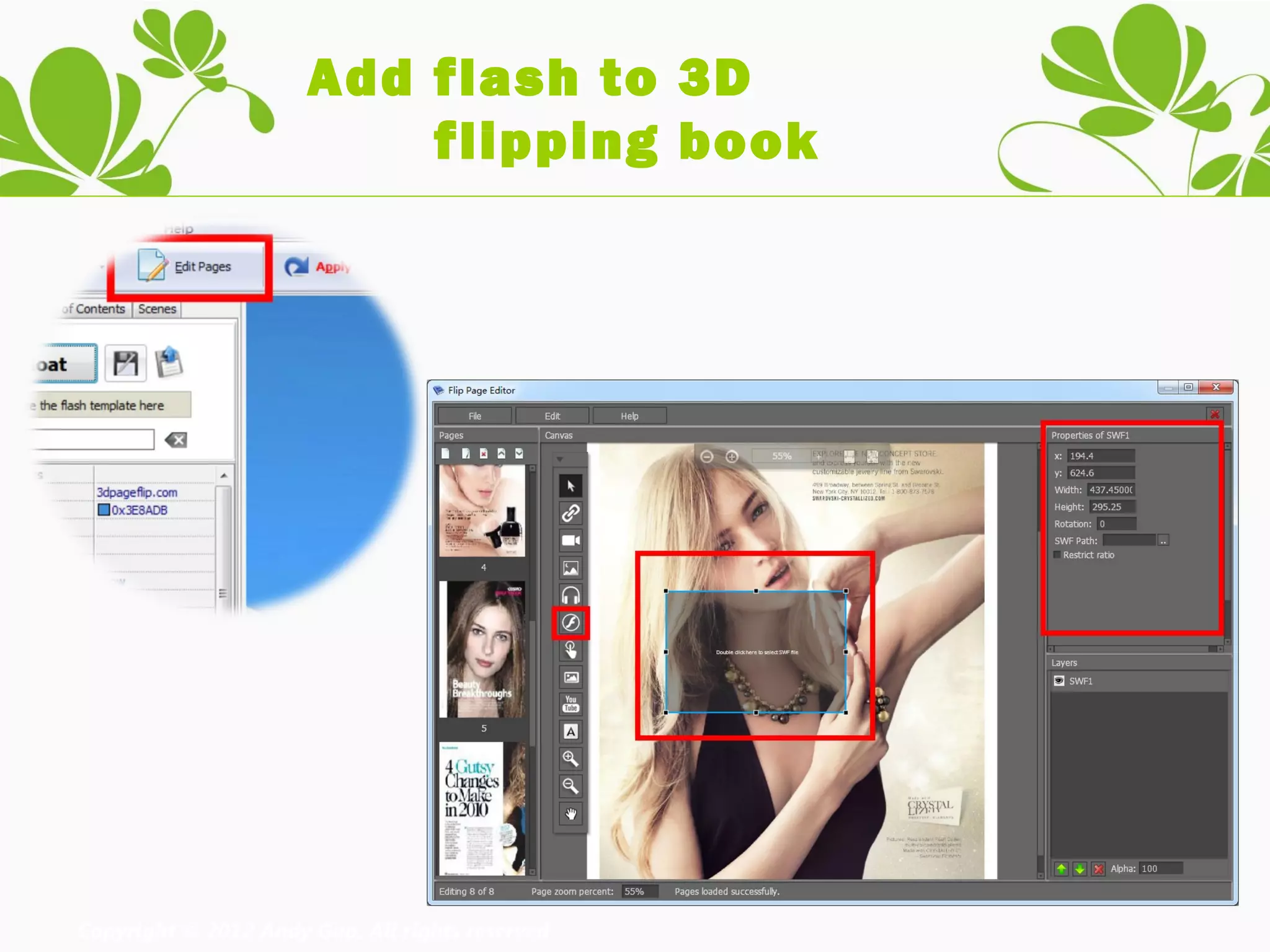 Add flash to your flipbook by using 3 d pageflip professional | PPT