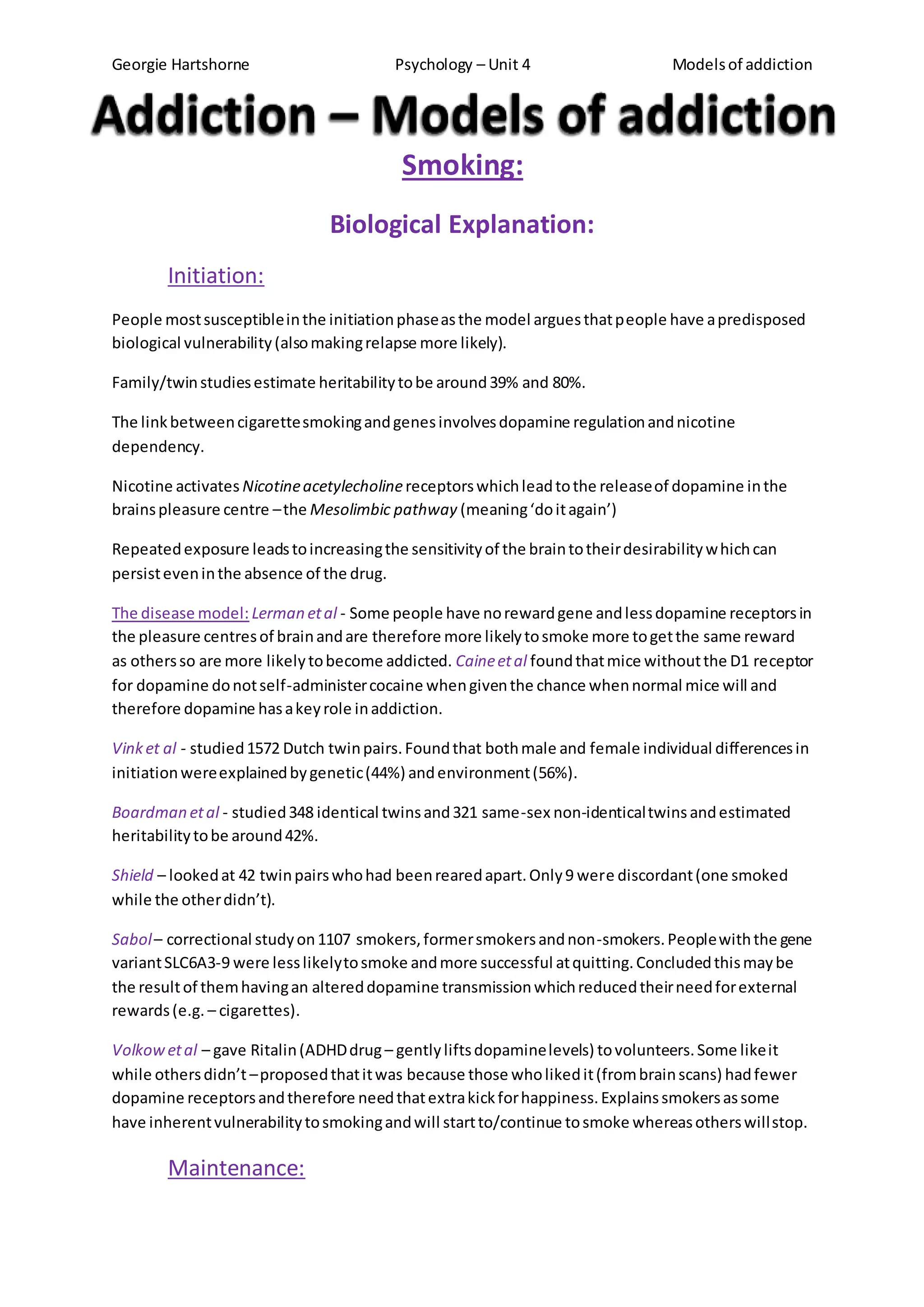 Addiction - models | DOCX