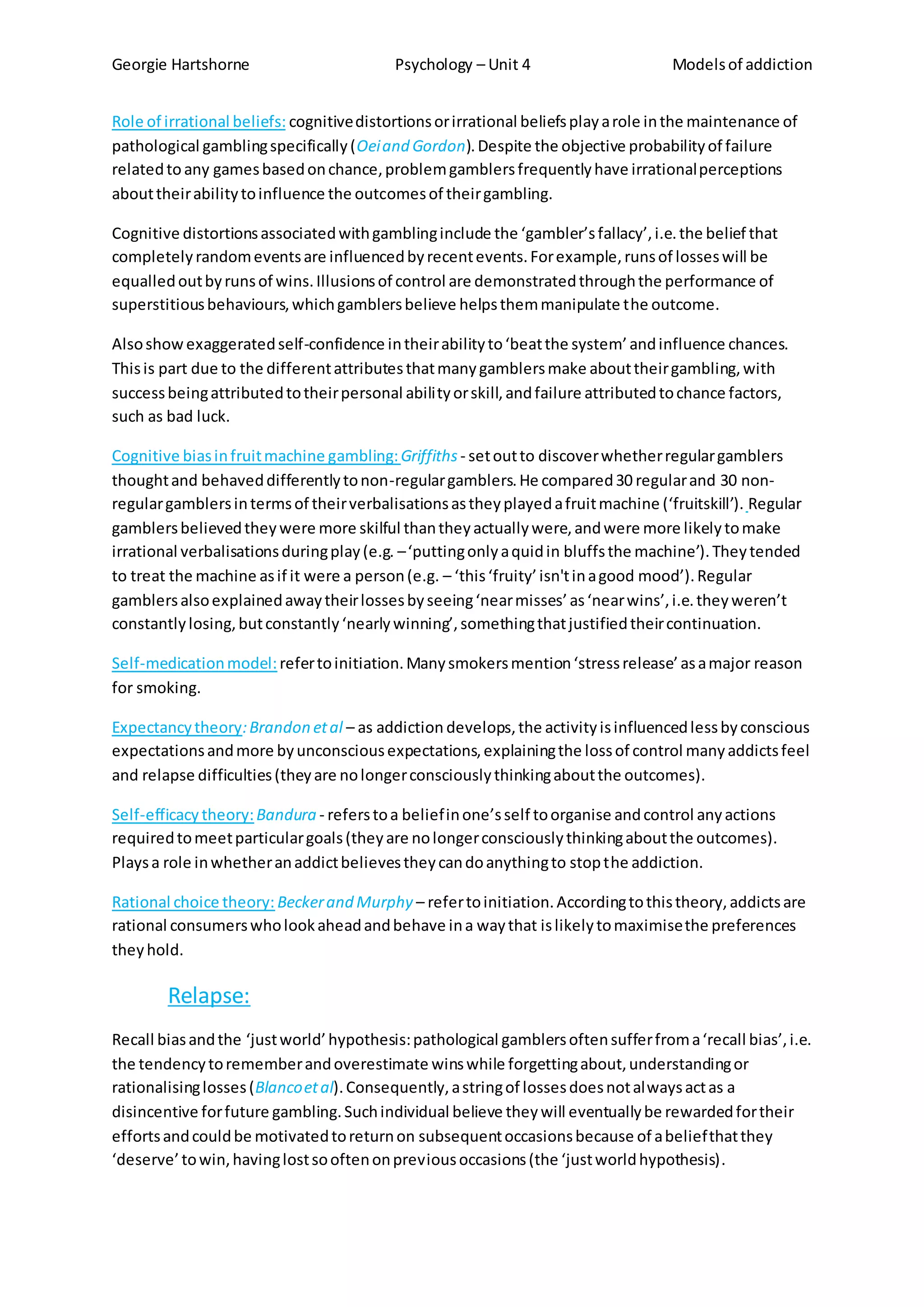 Addiction - models | DOCX