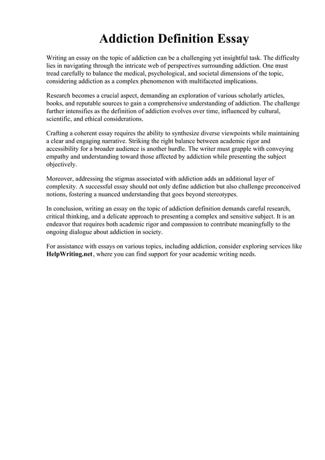 Addiction Definition Essay | PDF