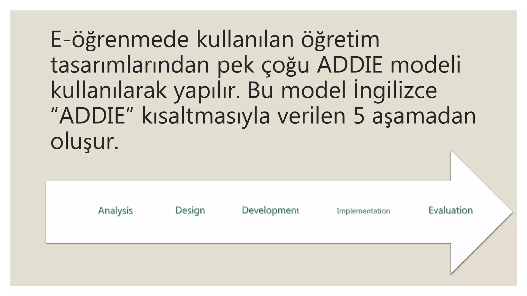 Addie- e-öğrenme malzemesi tasarım modeli | PPT
