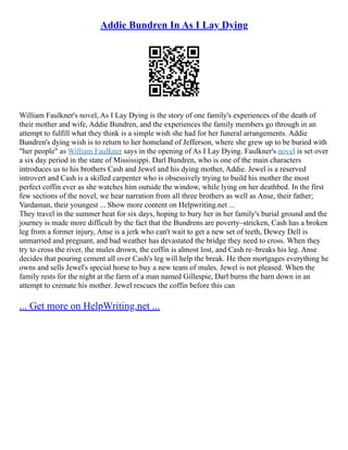 Addie Bundren In As I Lay Dying | PDF