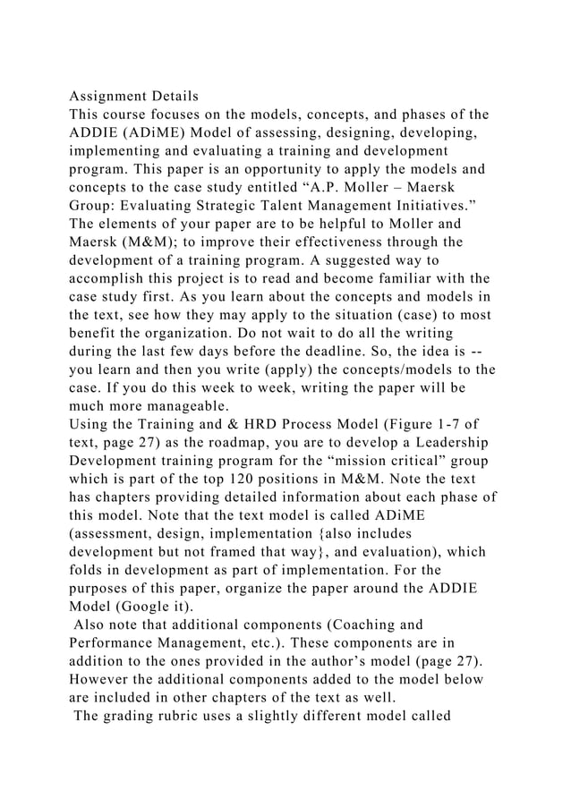 ADDIE Model Phases ElementsAssessmentDistinguishes current HR.docx