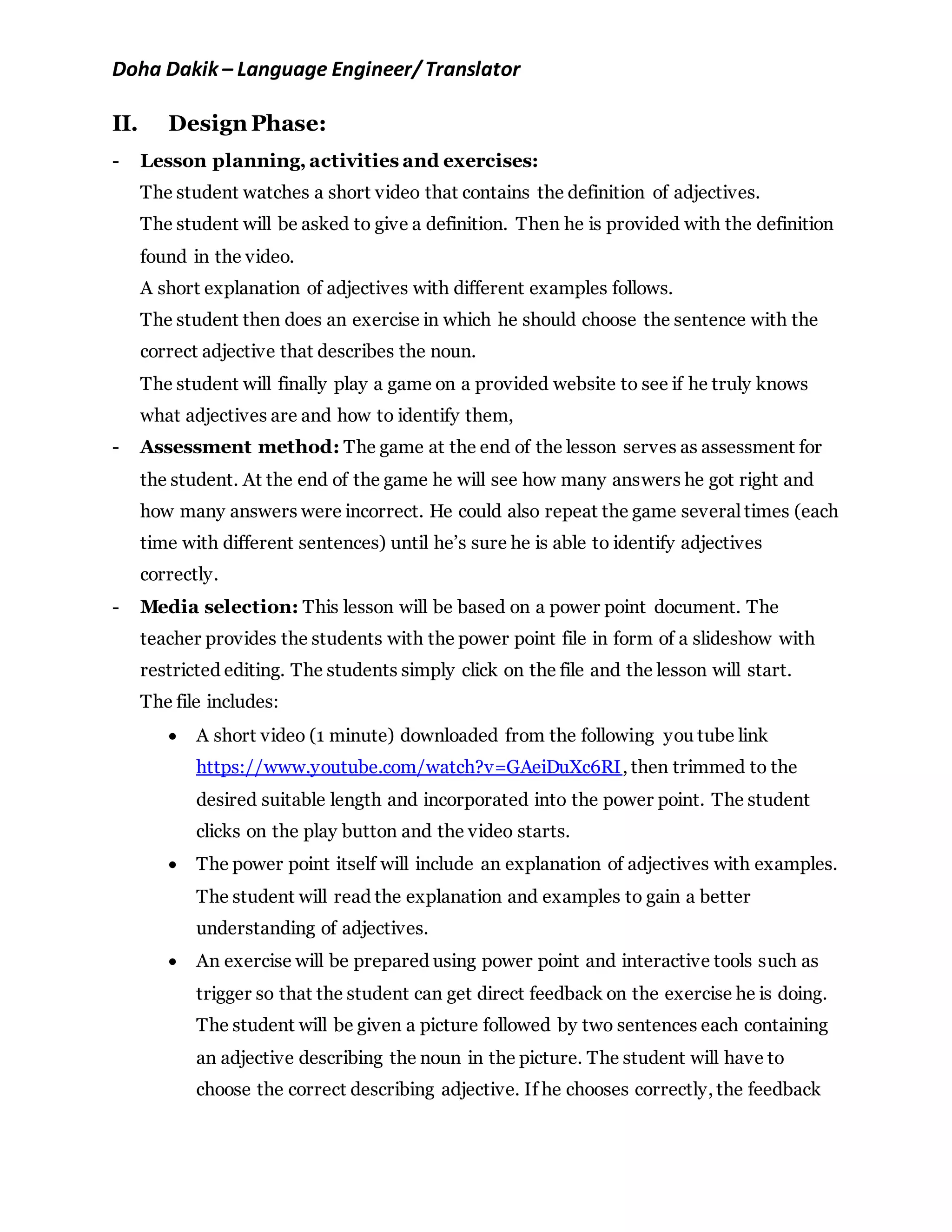 ADDIE model plan | DOCX