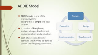 Addie model vs dick and carey model | PPTX | Technology & Computing
